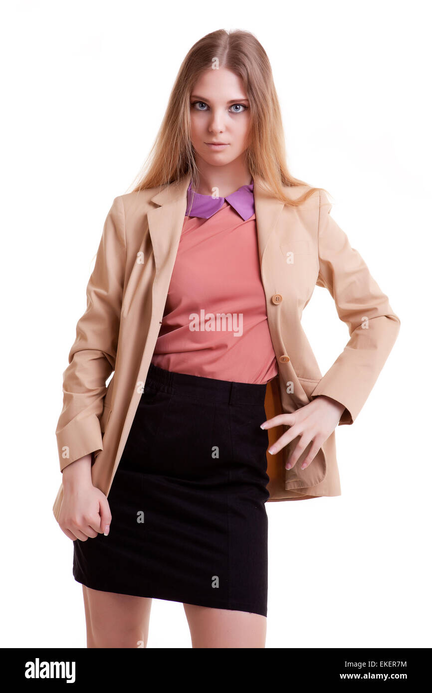 Young business woman posing in studio in fashion style Stock Photo - Alamy