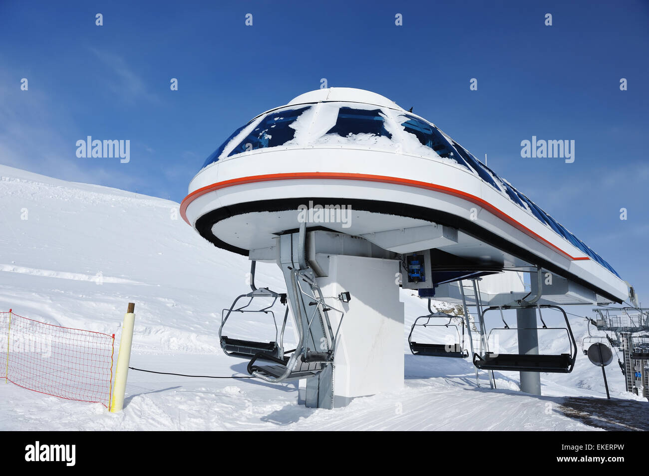 Ski lift station Stock Photo - Alamy