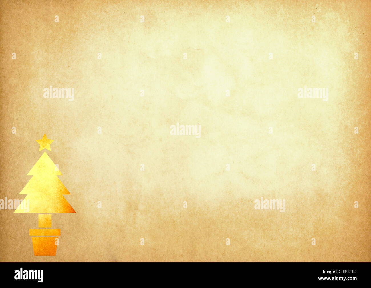 Vintage christmas card with christmas tree on old paper Stock Photo - Alamy