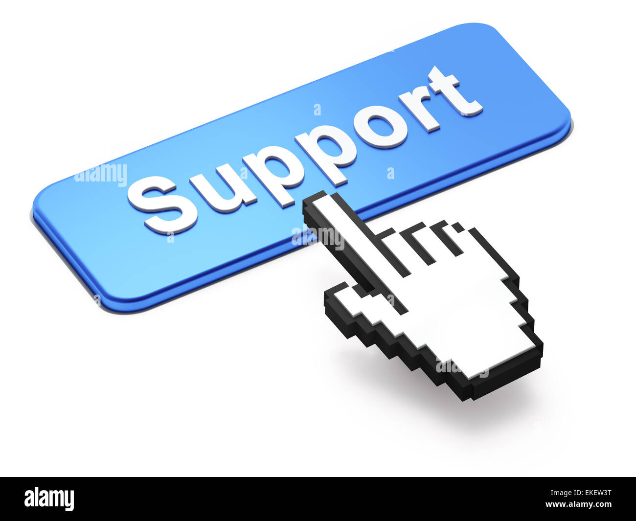 Hand-shaped mouse cursor press Support button Stock Photo - Alamy