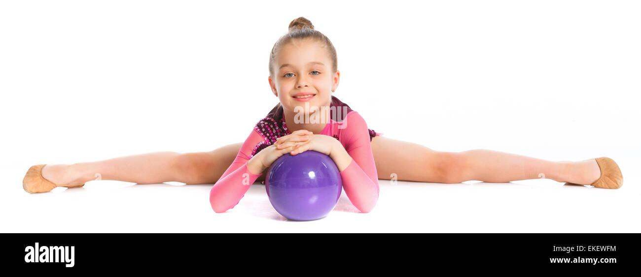 Cute little girl gymnastic ball hi-res stock photography and images - Alamy