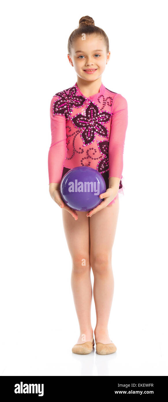 Cute little girl gymnastic ball hi-res stock photography and images - Alamy