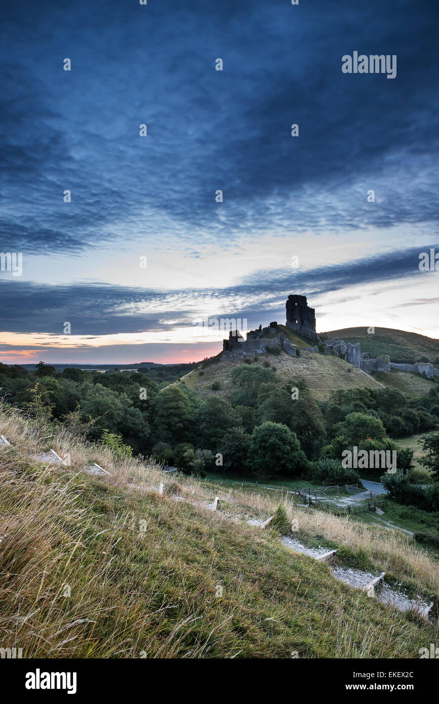 Stunning sunrise landscape over ruins of medieval castle Stock Photo ...