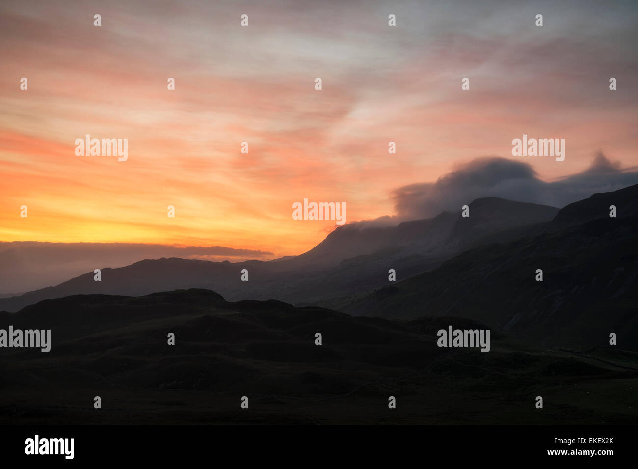 Stunning sunrise mountain landscape with vibrant colors and beautiful ...