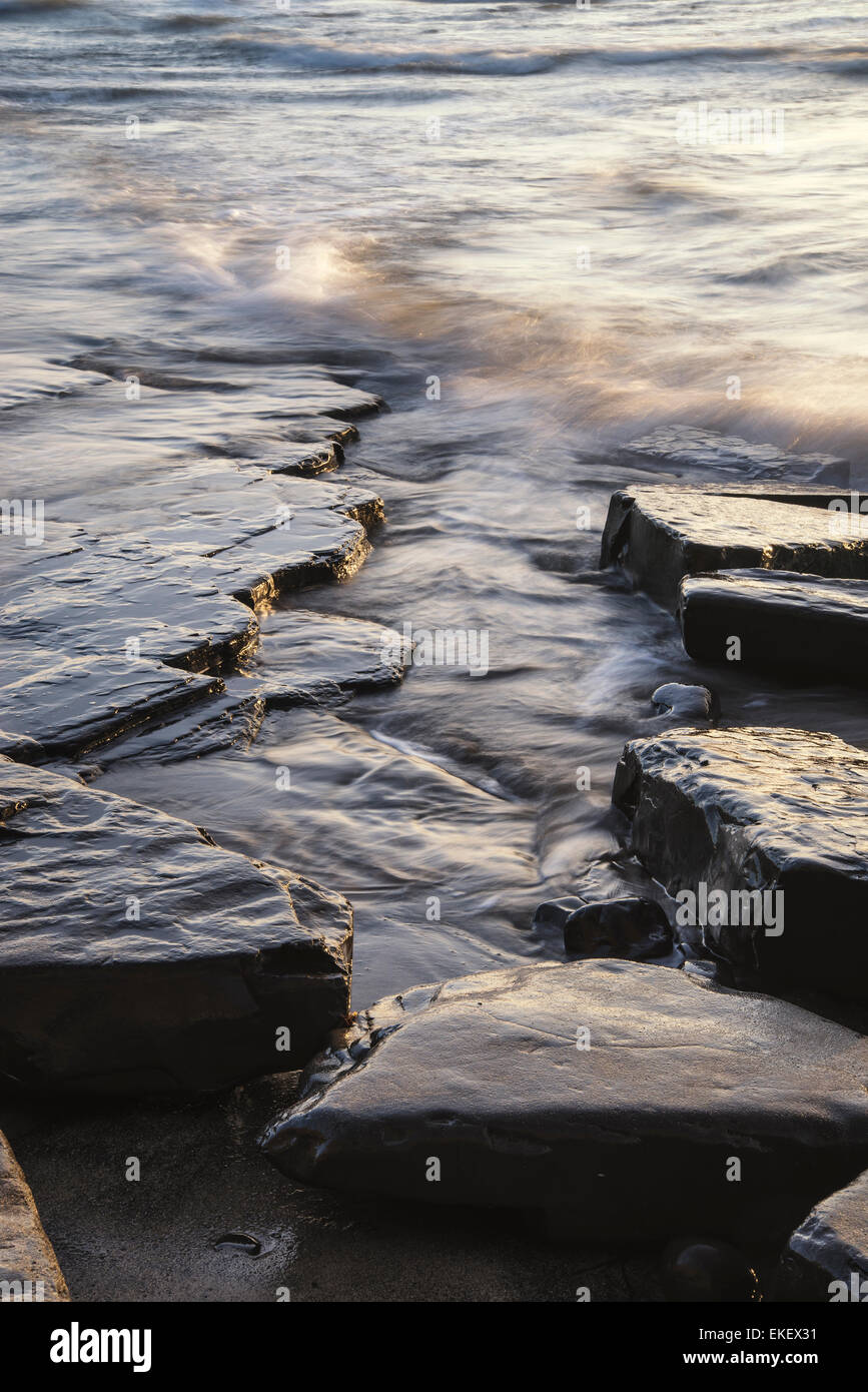 Beautiful sunset over Kimmeridge Bay Jurassic Coast England Stock Photo ...
