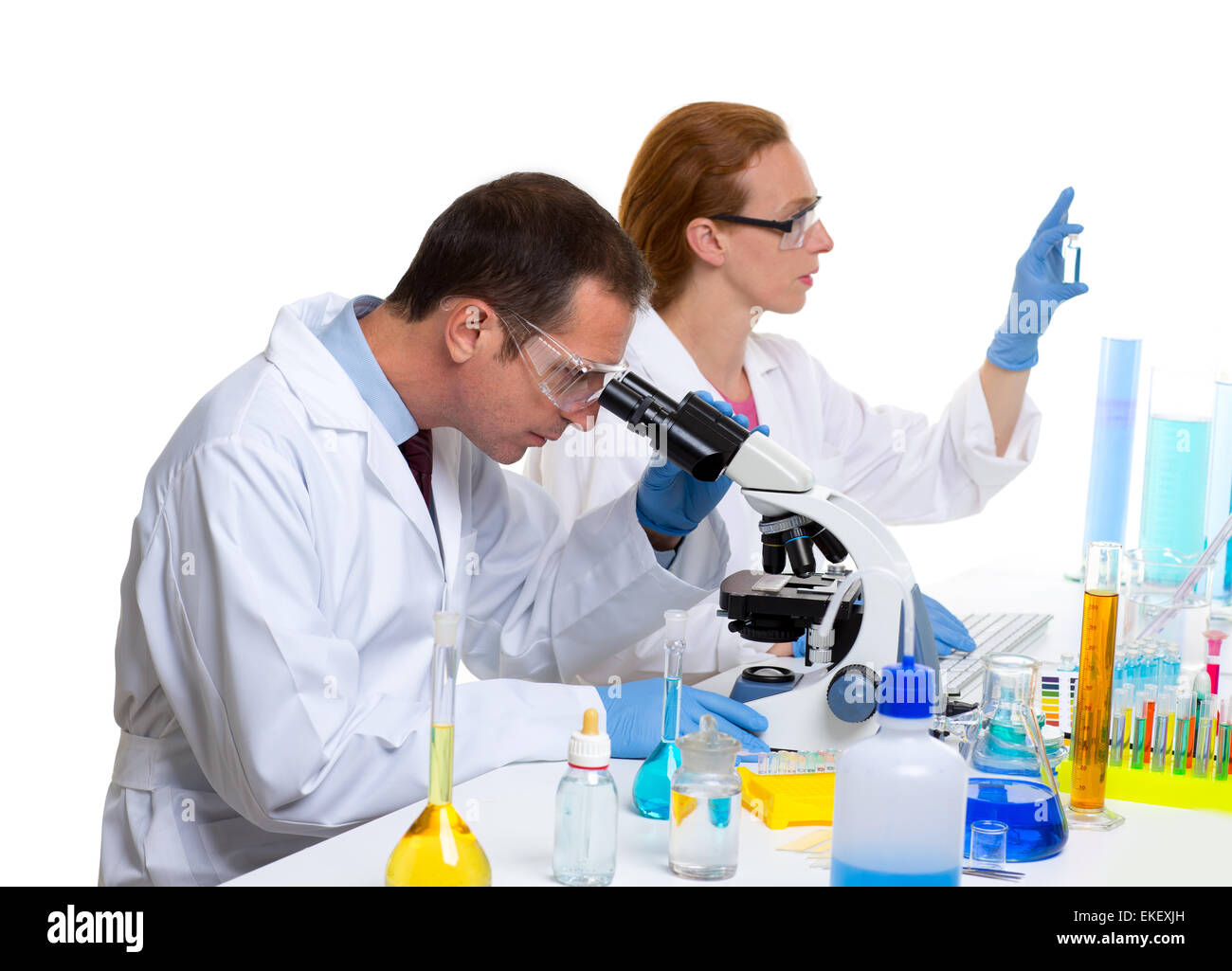 chemical laboratory with two scientist working Stock Photo - Alamy
