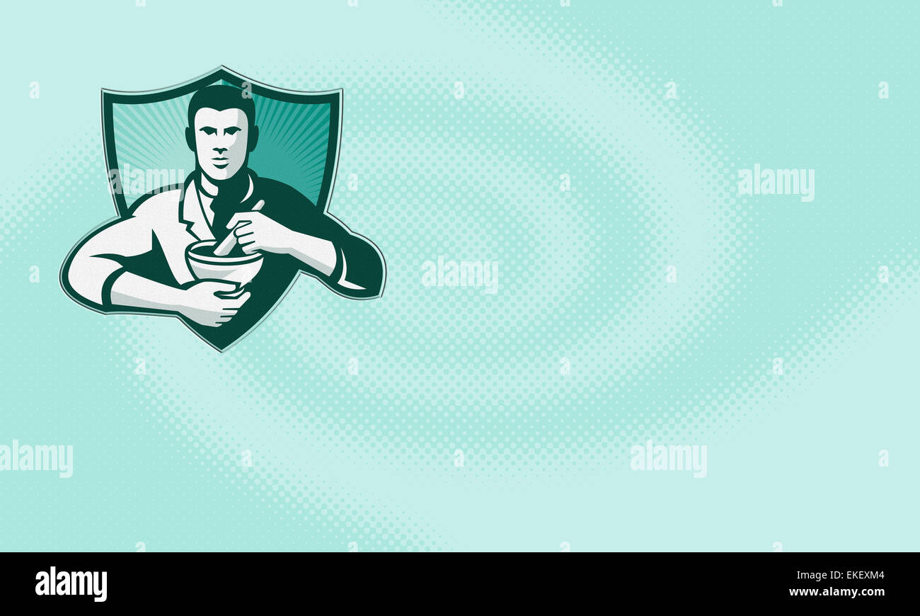 Pharmacist Chemist Mixing Mortar Pestle Shield Stock Photo - Alamy