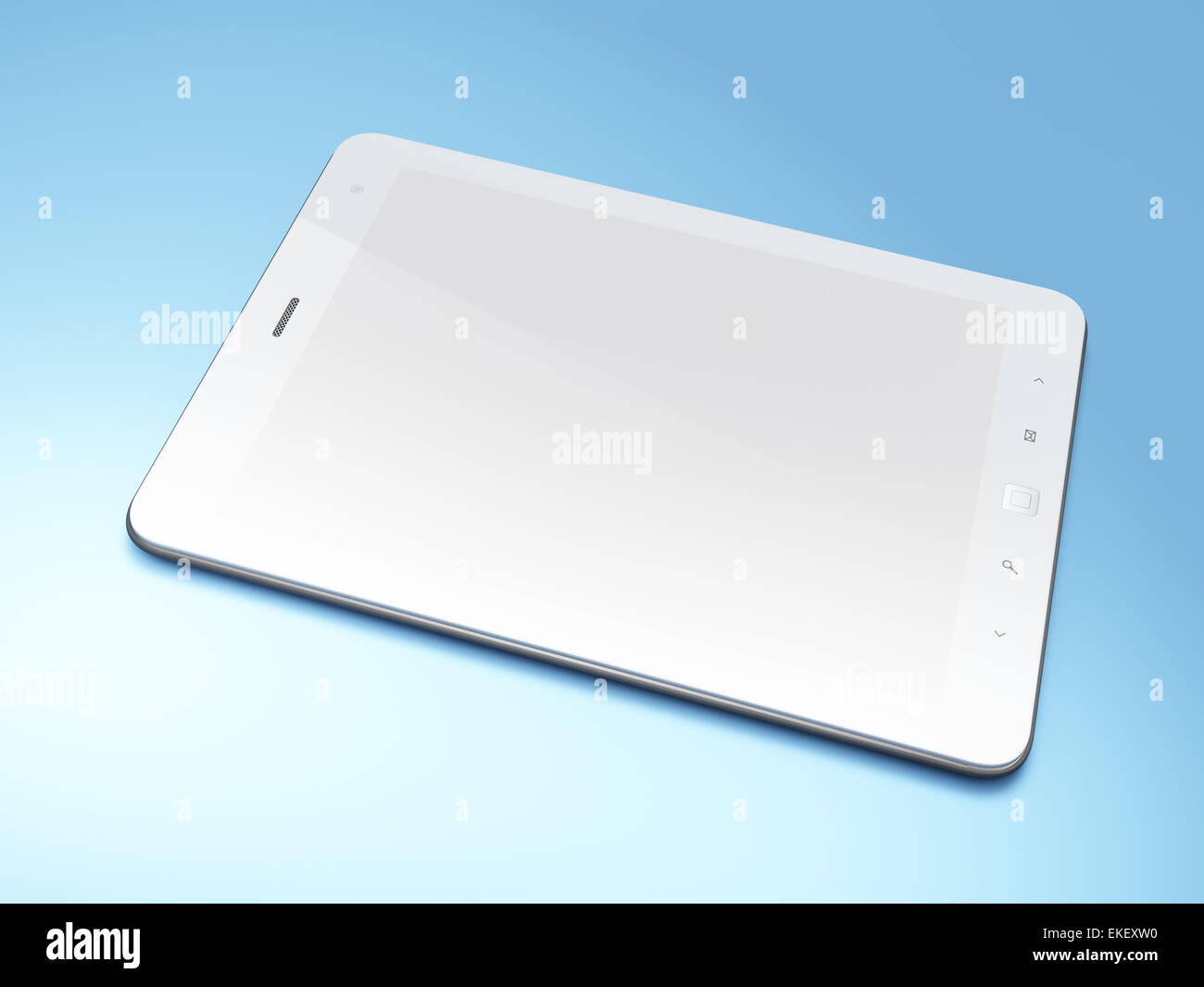Beautiful black tablet pc on blue background Stock Photo - Alamy