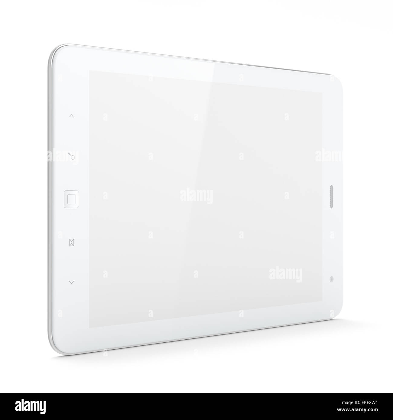 Beautiful white tablet pc on white background Stock Photo - Alamy