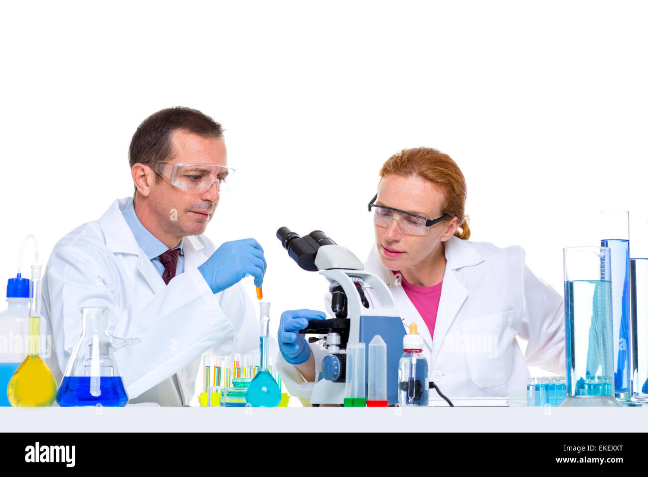 chemical laboratory with two scientist working Stock Photo - Alamy