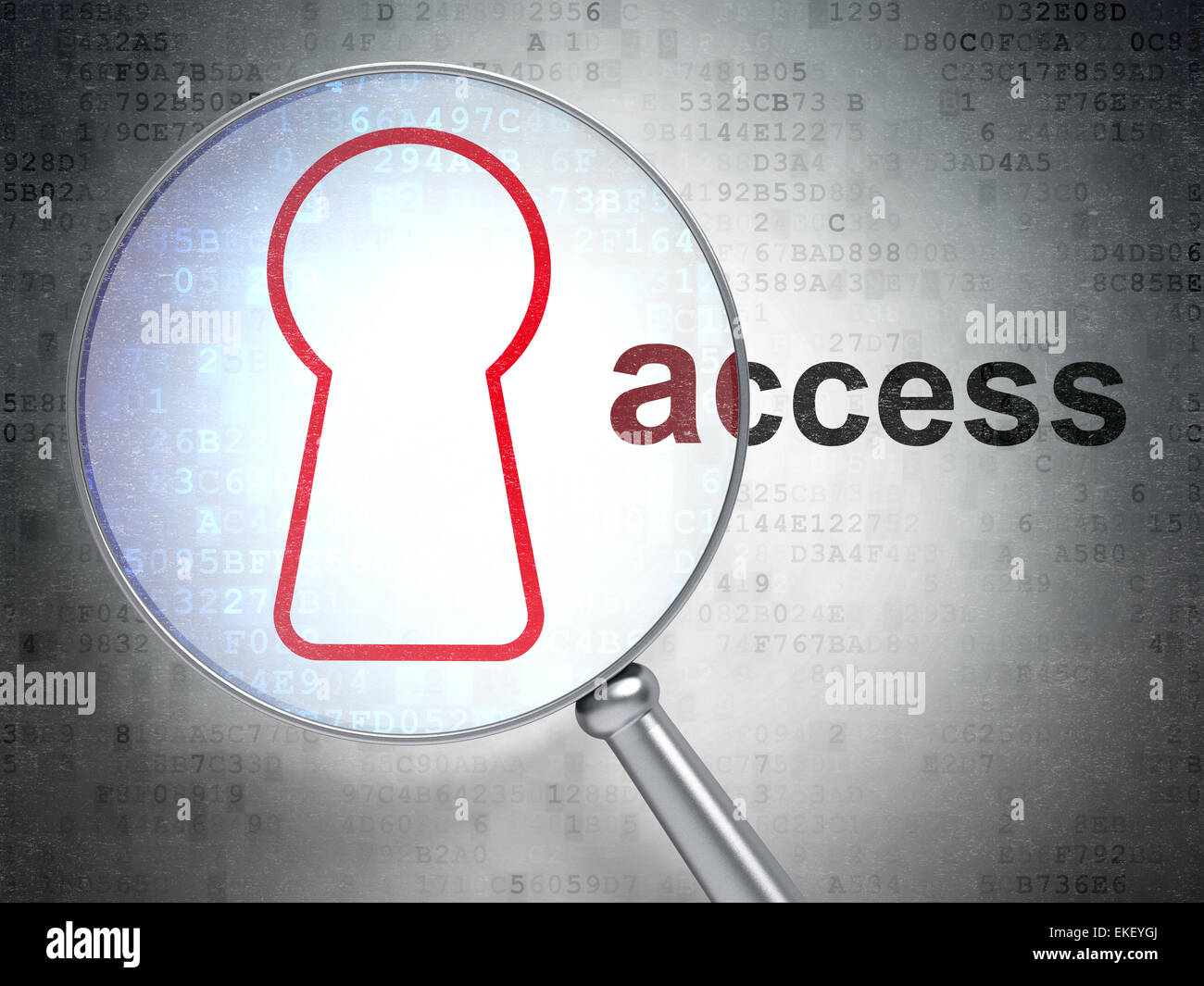 Magnifying optical glass with keyhole icon and "access" word on Stock ...