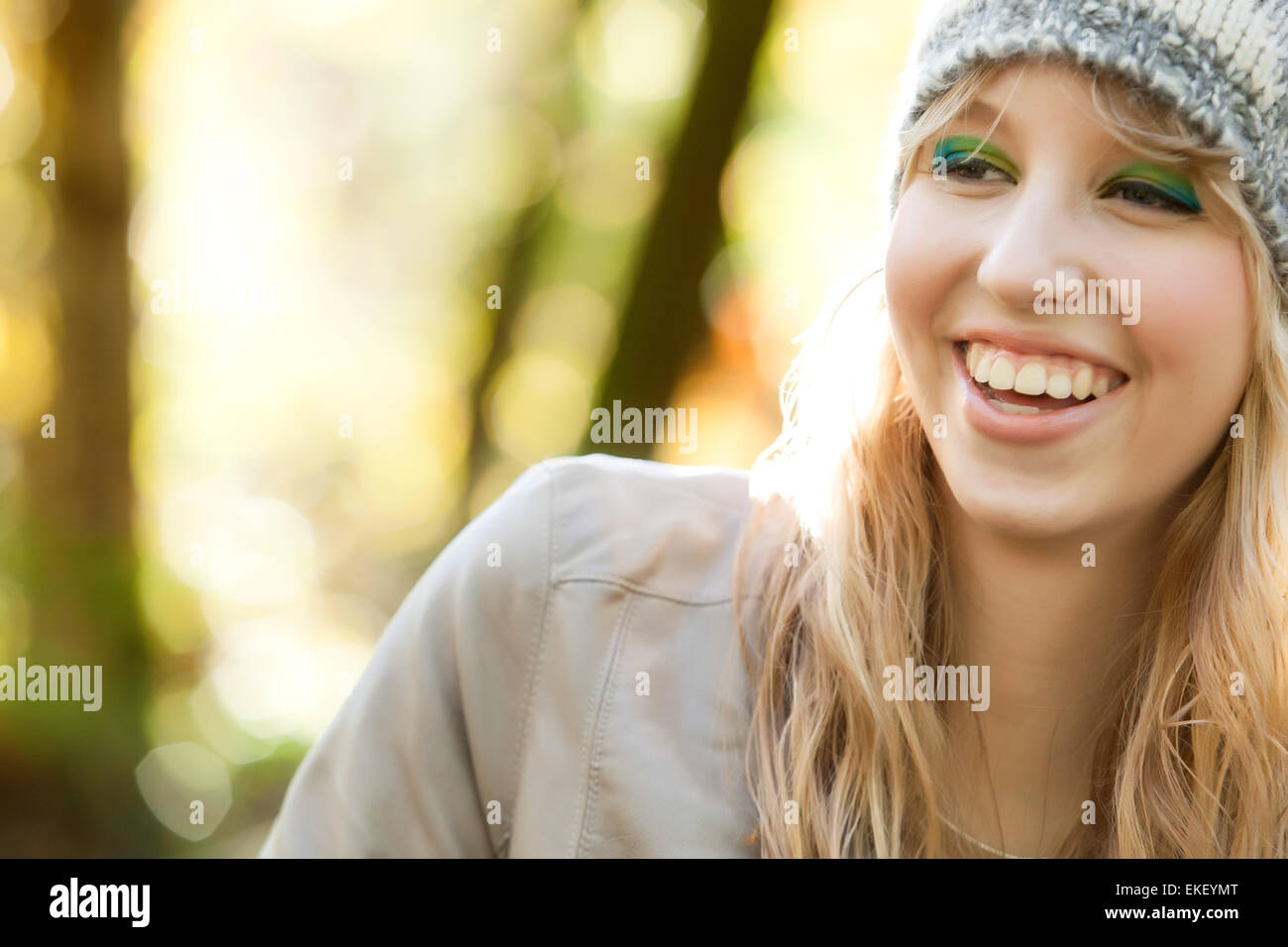 Smiling forest girl Stock Photo - Alamy