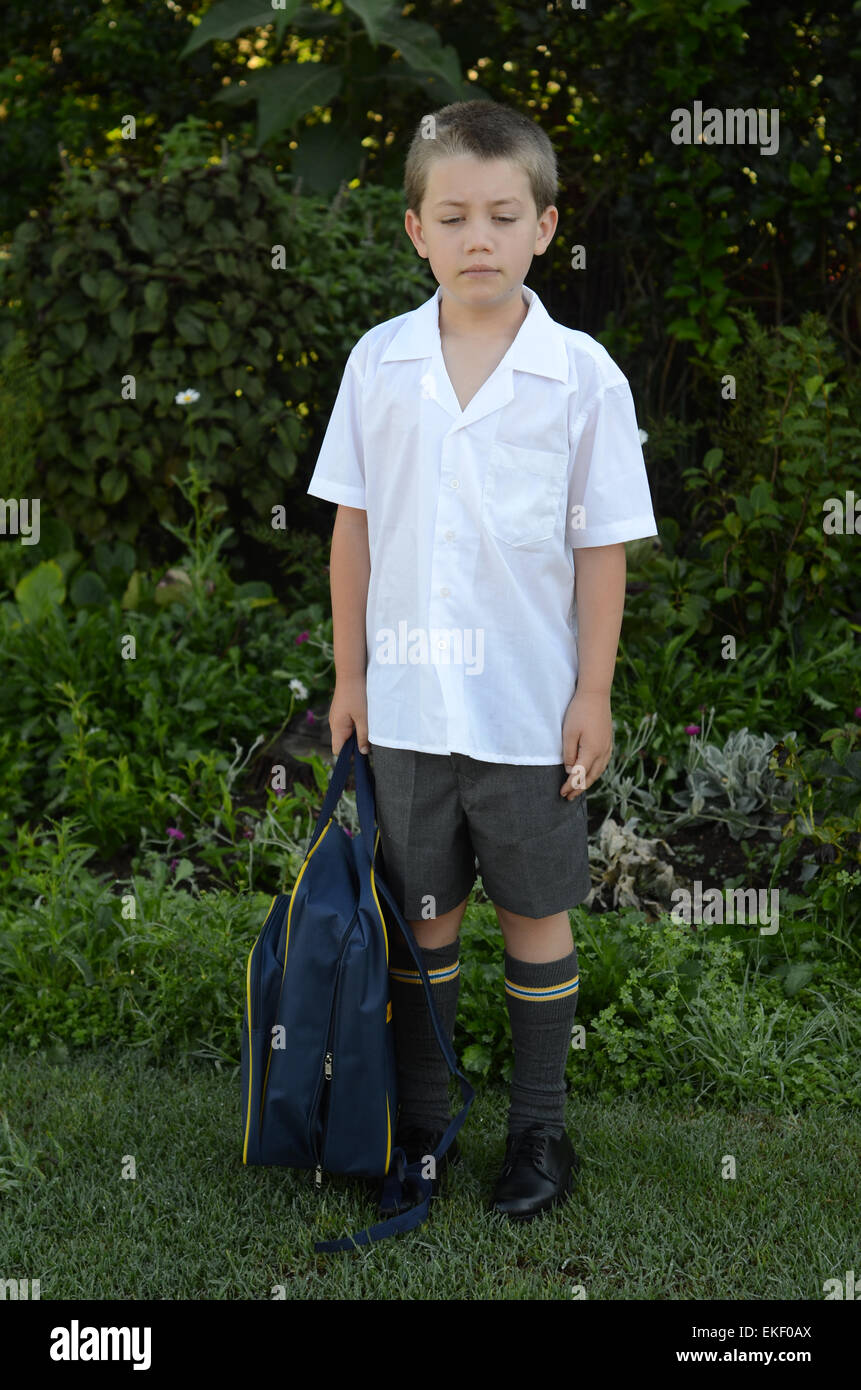 Sad at first day of school Stock Photo - Alamy