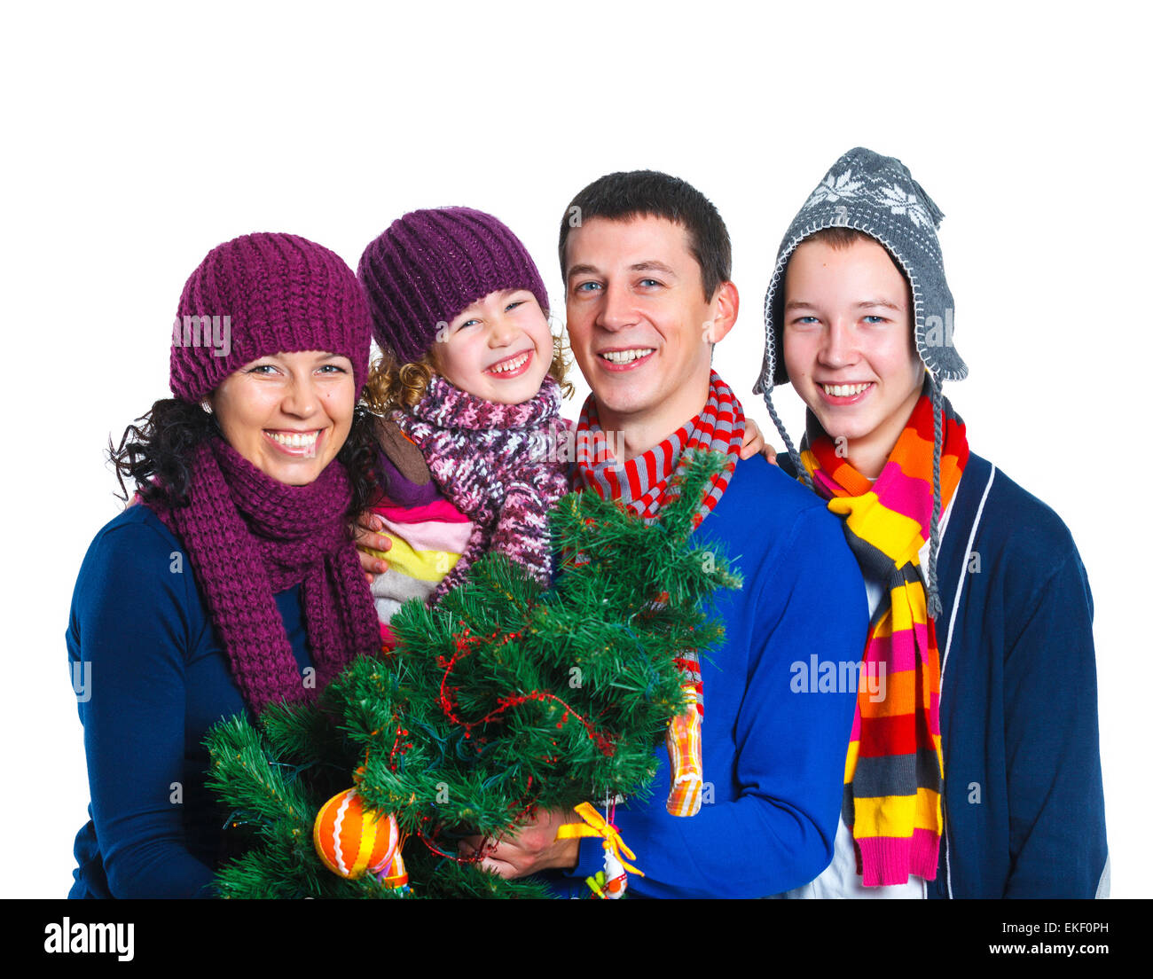 Family in winter hat Stock Photo - Alamy
