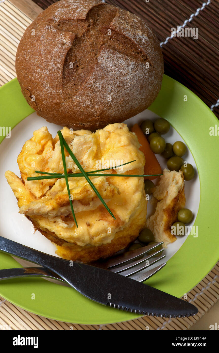 Omelet and Bun Stock Photo - Alamy