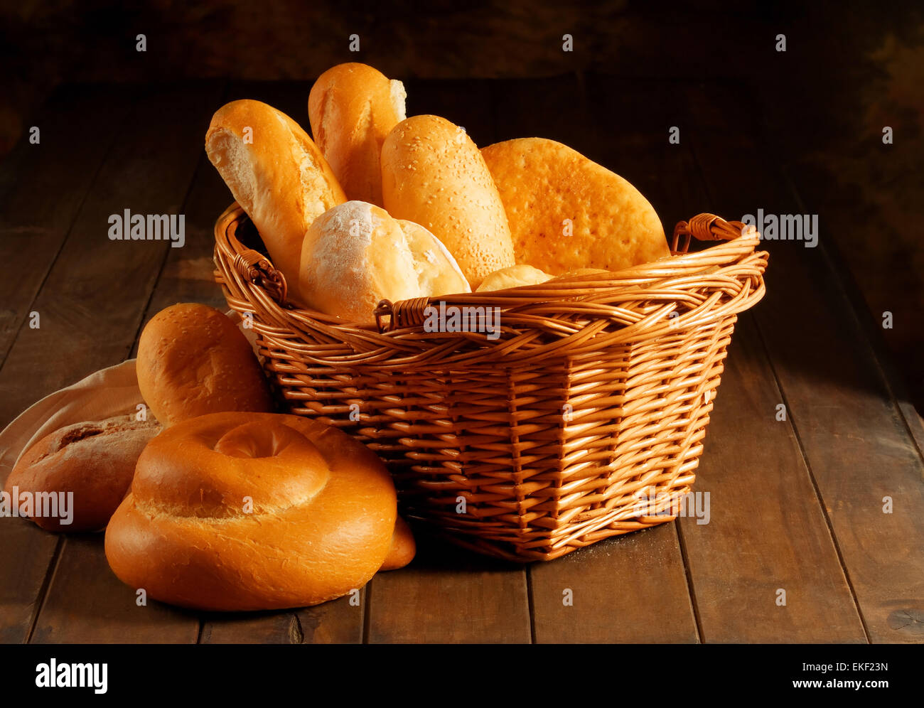 Basket of bread Stock Photo - Alamy