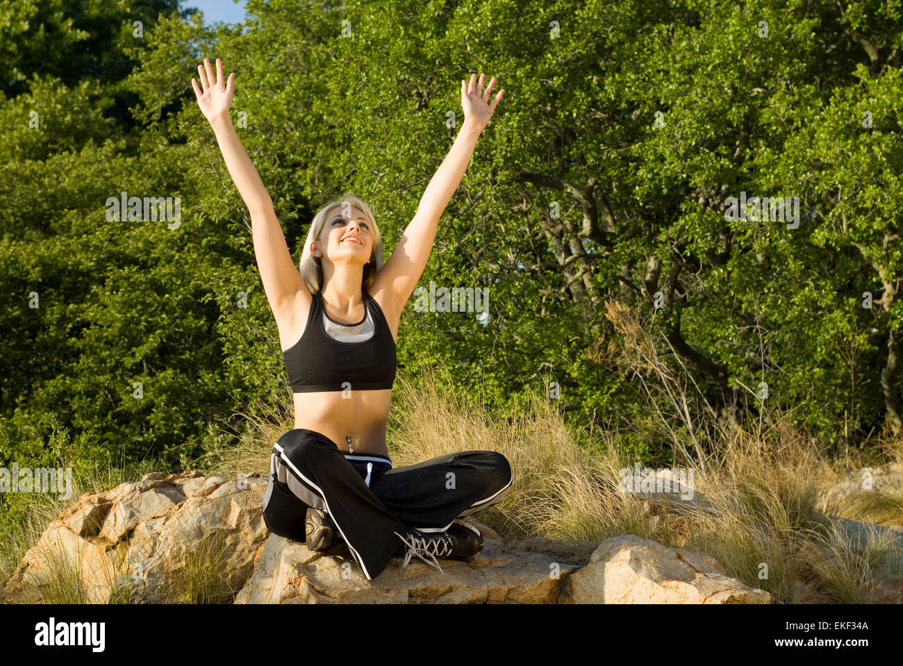 Woman in praise with nature Stock Photo - Alamy
