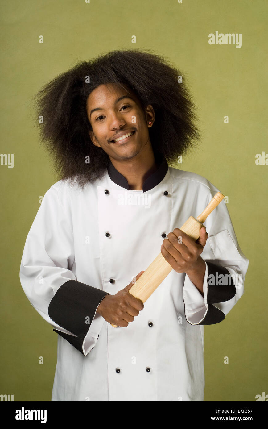 African American Chef Holding Rolling Pin Stock Photo - Alamy