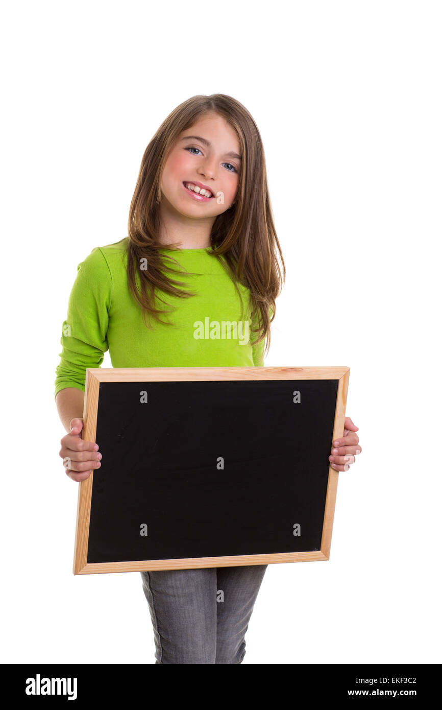 child girl with white frame copy space black blackboard Stock Photo - Alamy