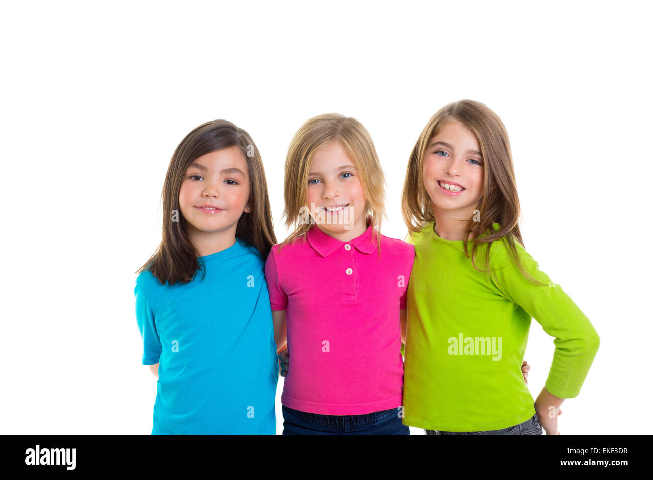 children happy girls group smiling together Stock Photo - Alamy