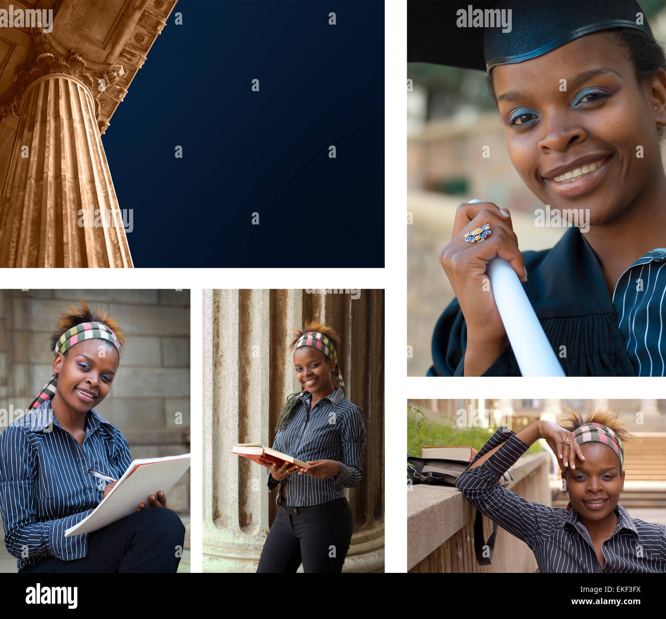 Education building columns and student Stock Photo - Alamy