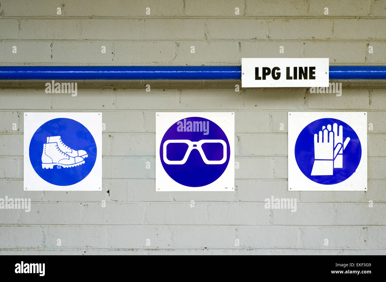 Safety sign with gas line Stock Photo - Alamy