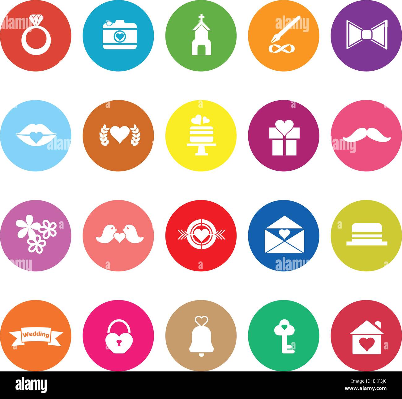 Wedding flat icons on white background, stock vector Stock Vector Image ...
