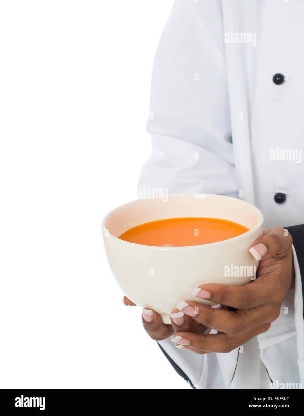 Chef serving soup Stock Photo - Alamy