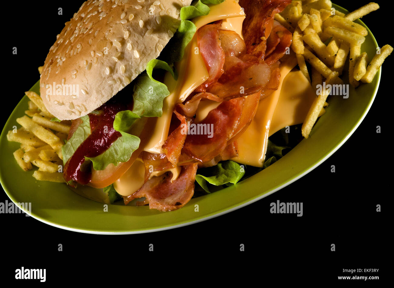 Big burger on plate hi-res stock photography and images - Alamy