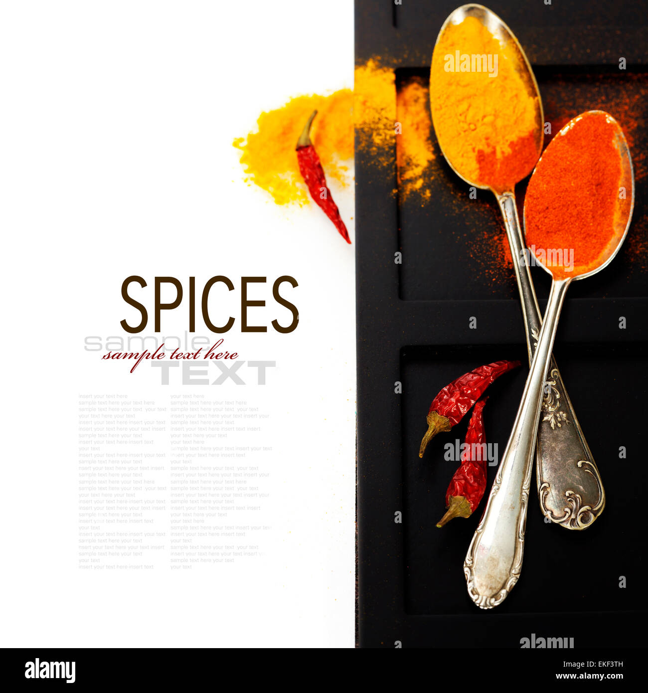 Spices border.Isolated on white Stock Photo - Alamy