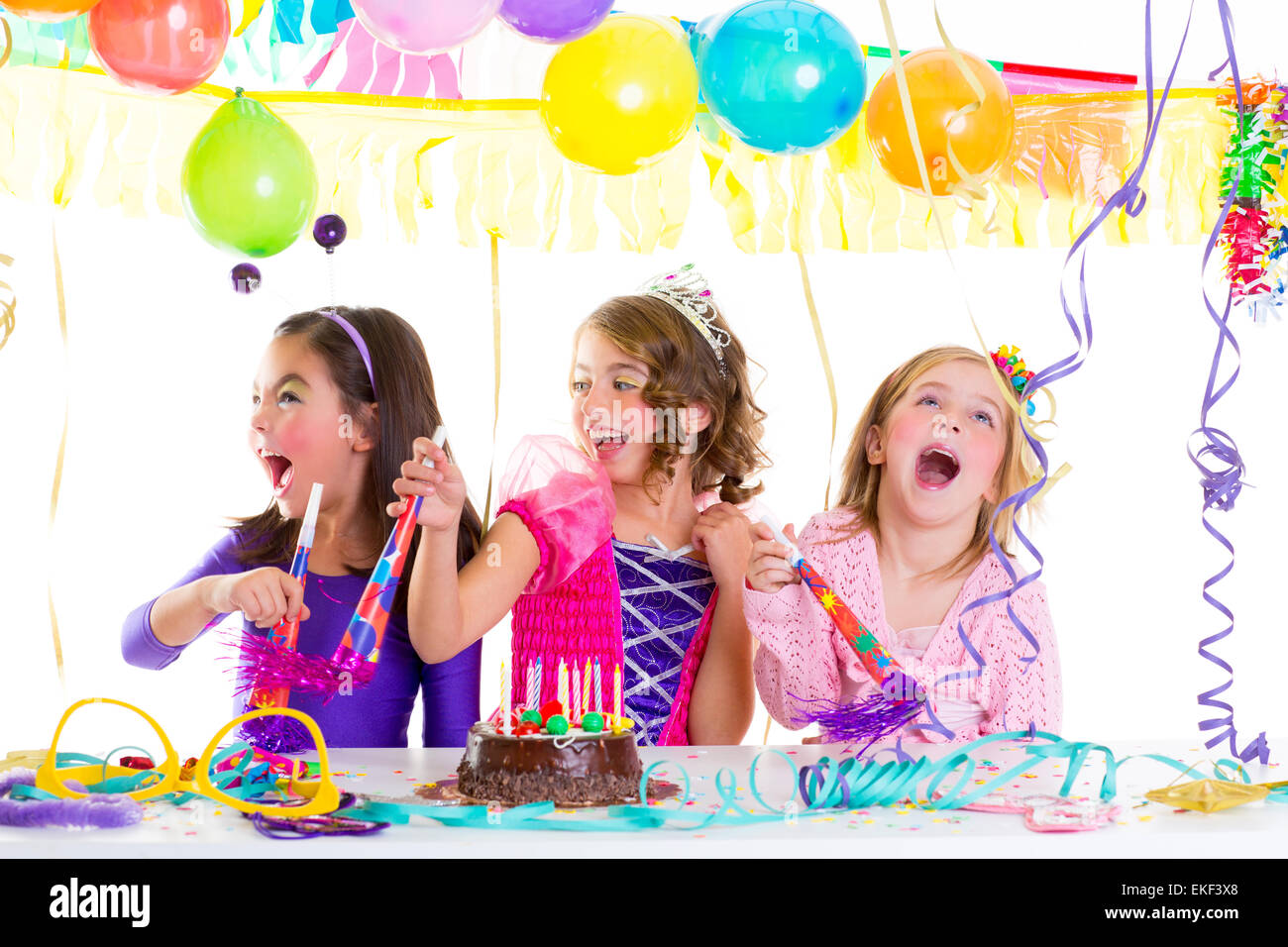 children kid in birthday party dancing happy laughing Stock Photo - Alamy