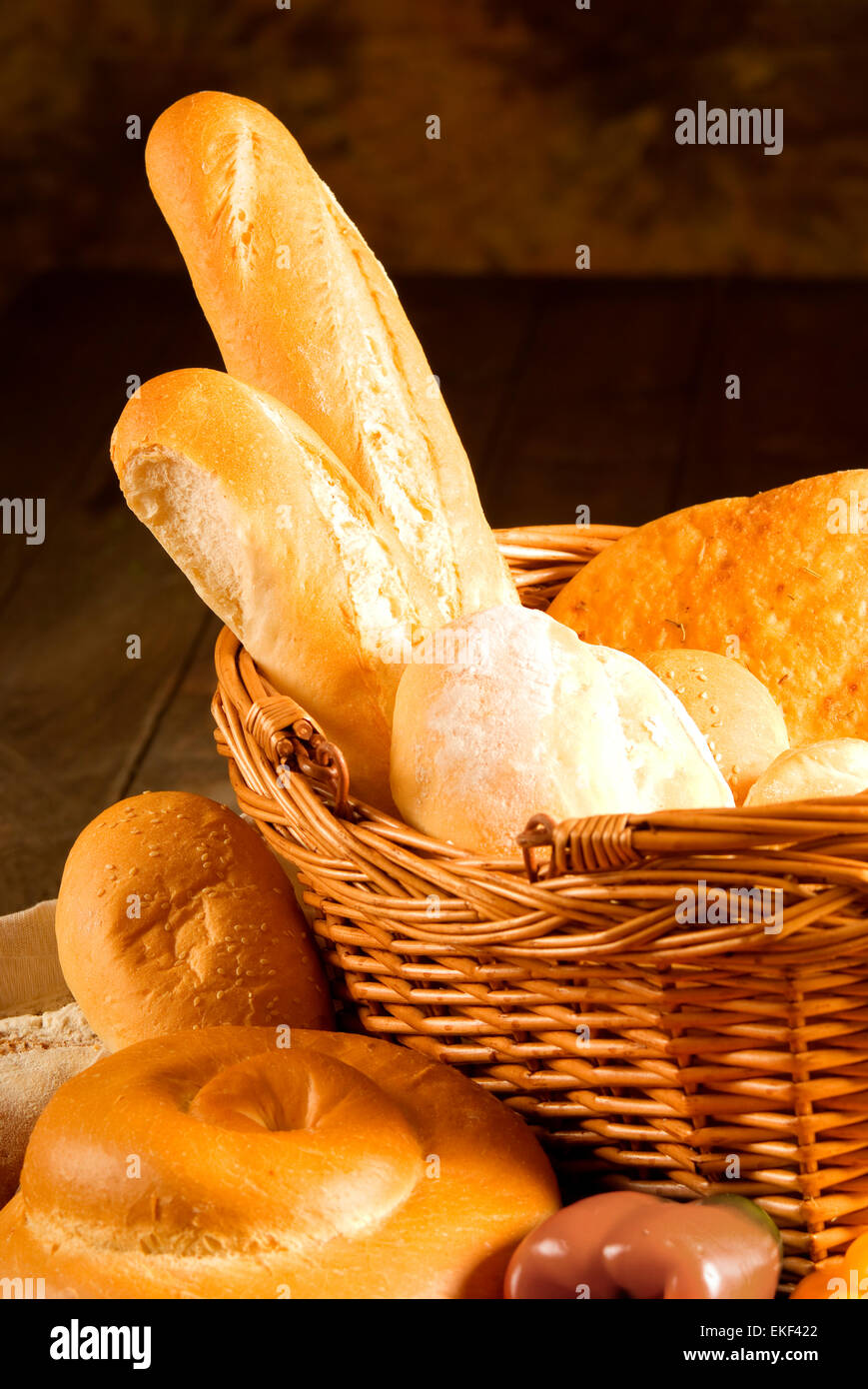 Basket of bread Stock Photo - Alamy