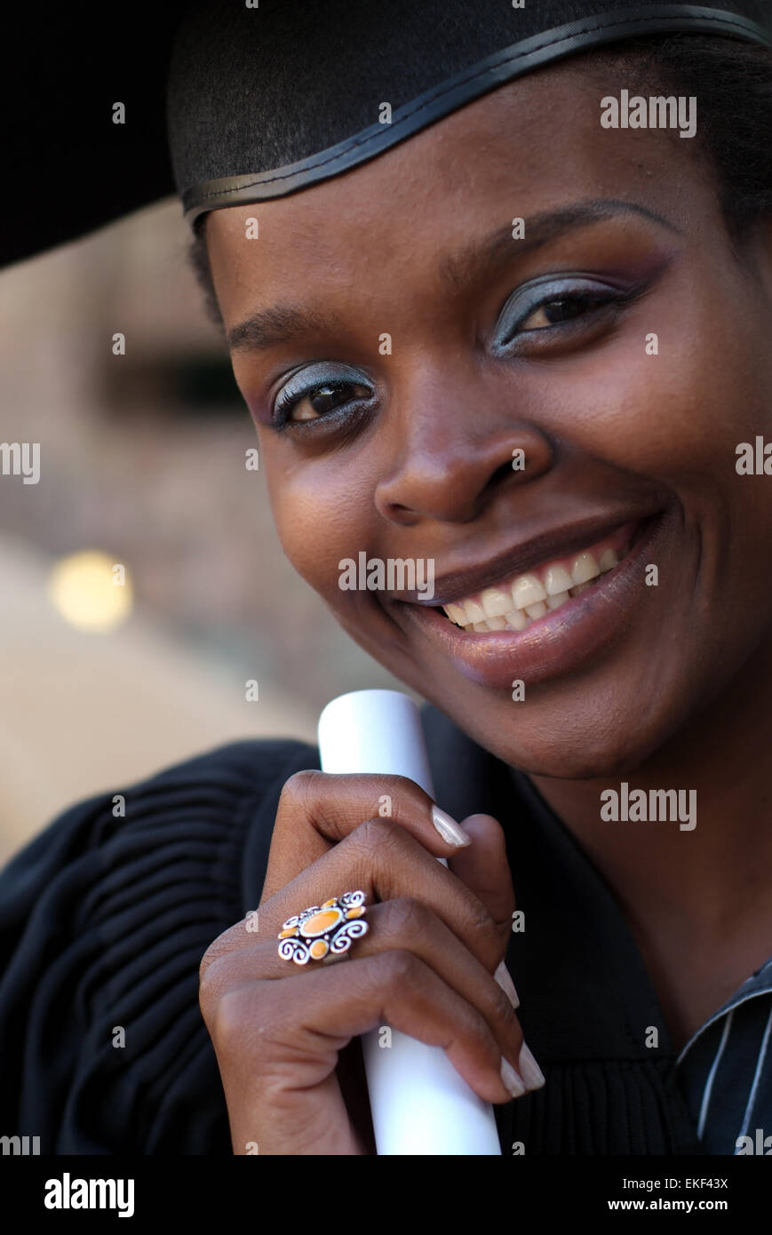 African American College Student Graduating Stock Photo - Alamy