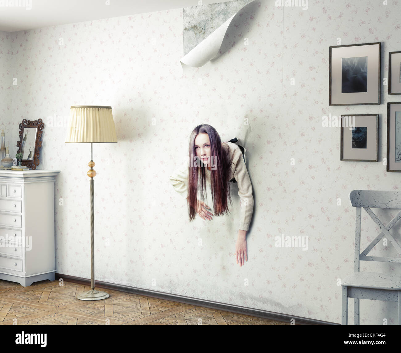 woman and the wall Stock Photo - Alamy