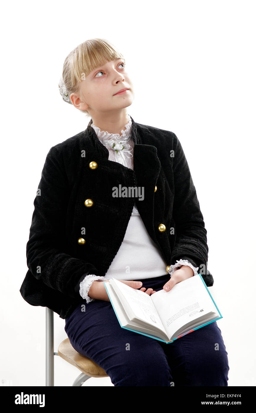 Girl with Book Stock Photo - Alamy
