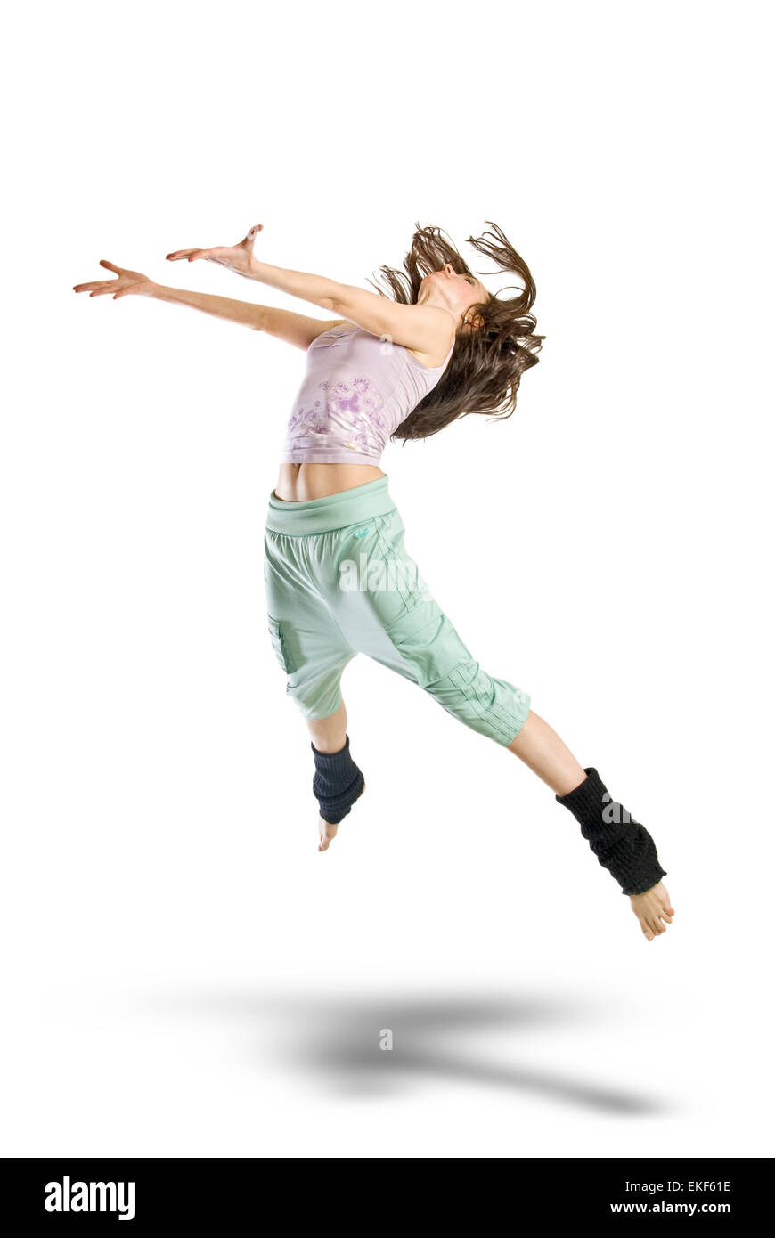 jumping young dancer isolated on white background Stock Photo - Alamy