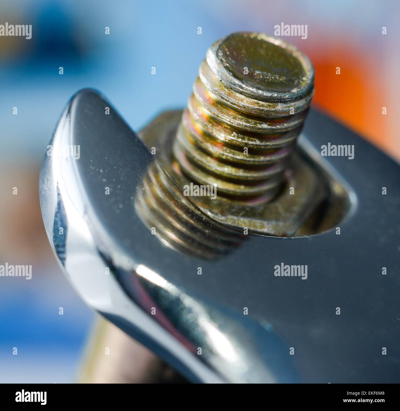 chrome spanner with nut Stock Photo - Alamy