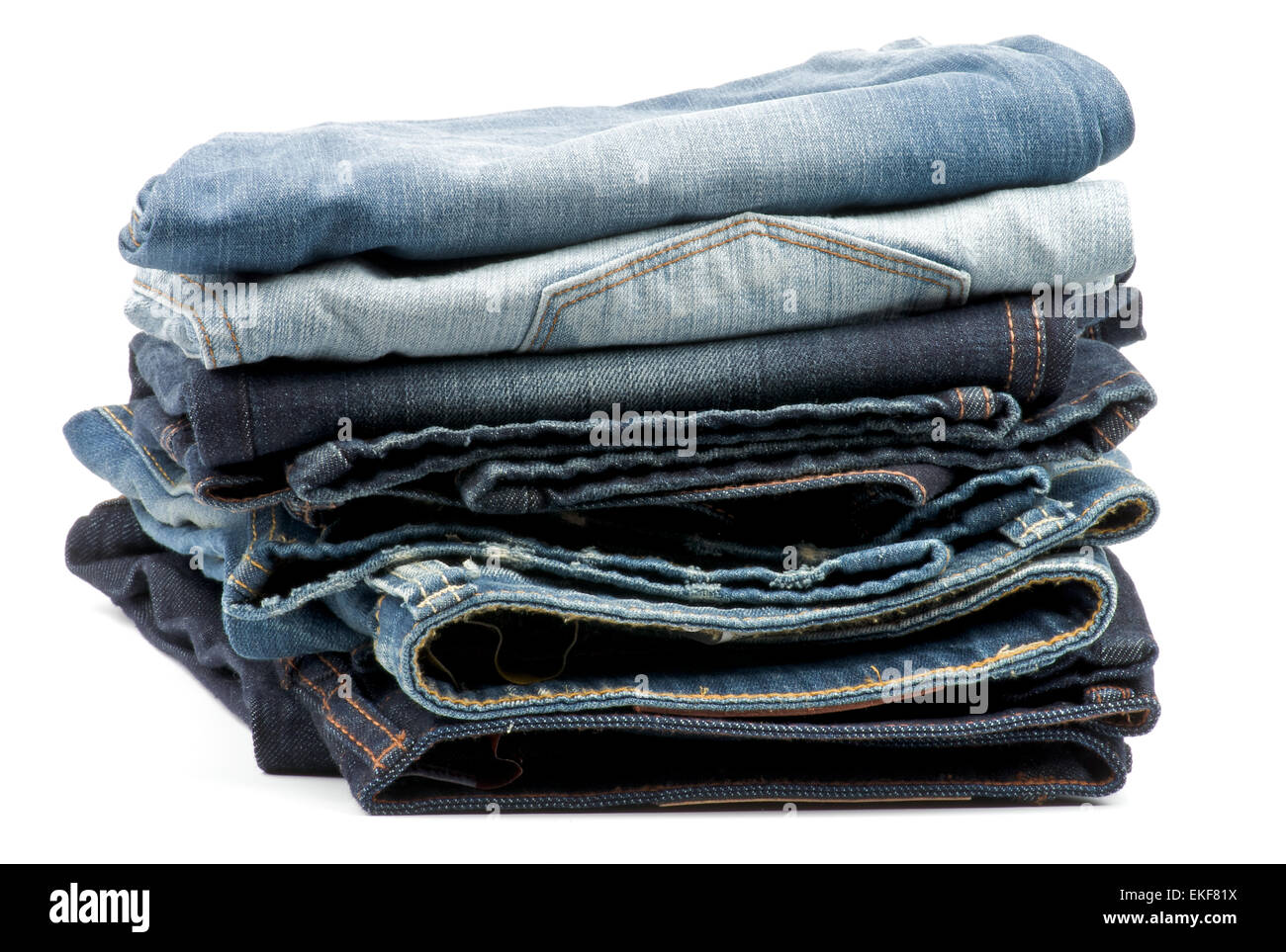 Stack of Folded New Jeans Stock Photo - Alamy