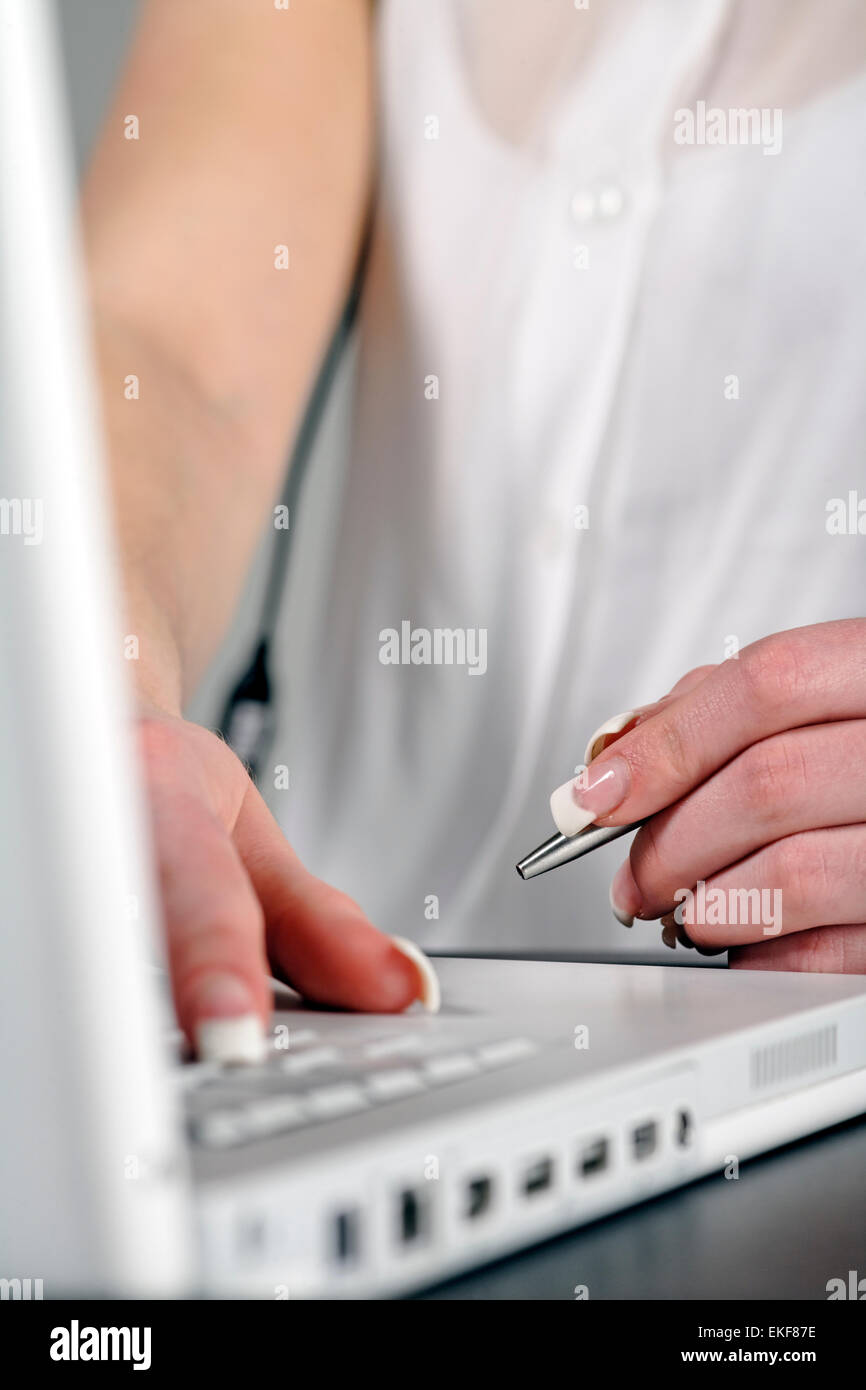 Laptop being used at work Stock Photo - Alamy