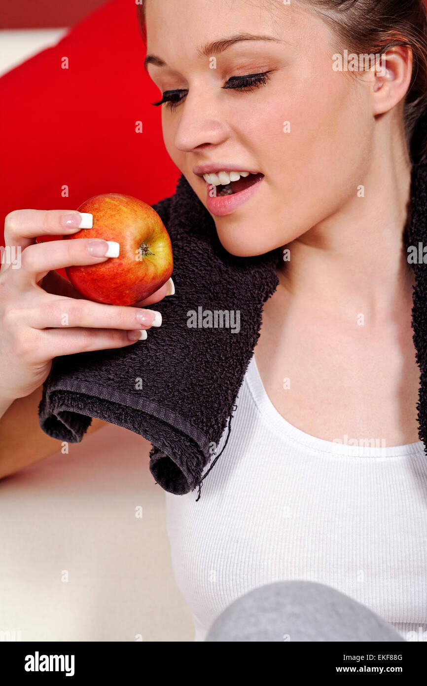 Woman after exercise Stock Photo - Alamy
