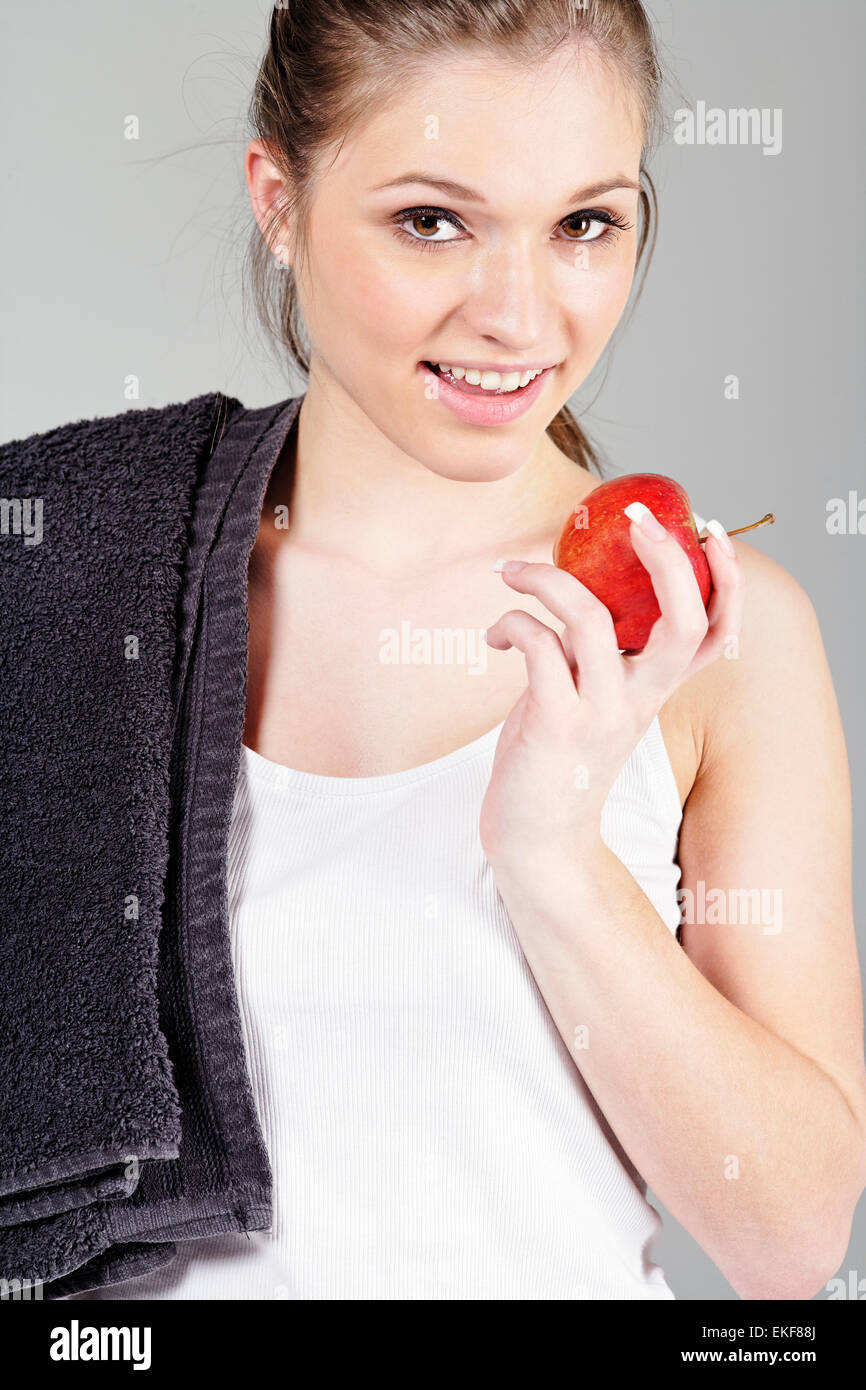 Woman after exercise Stock Photo - Alamy