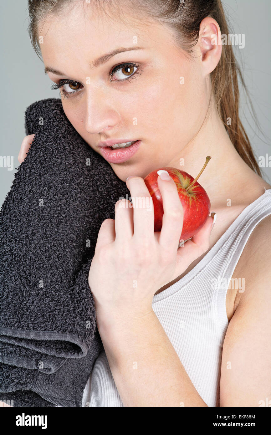 Woman after exercise Stock Photo - Alamy