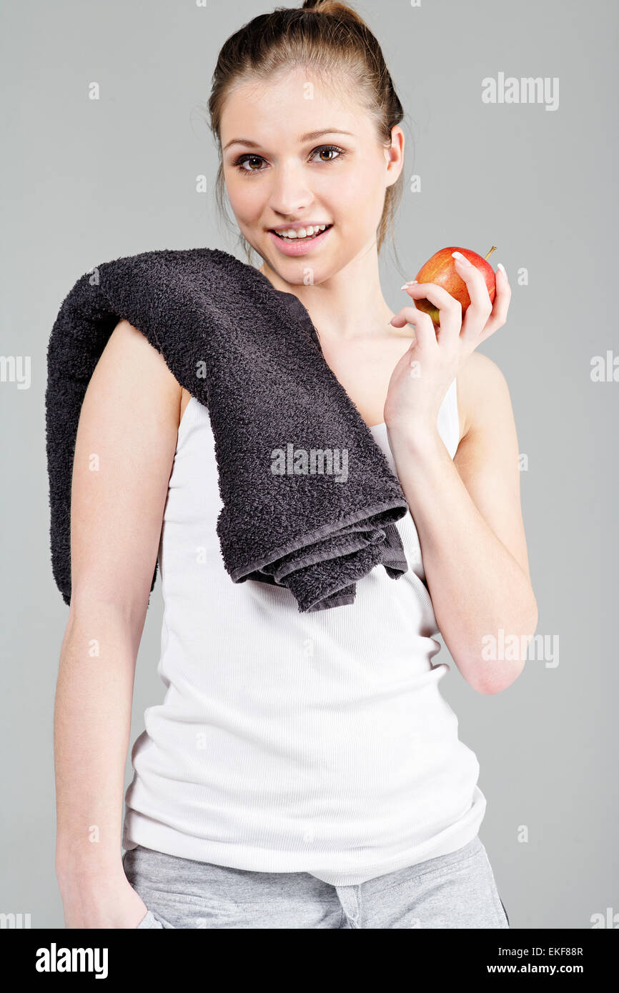 Woman after exercise Stock Photo - Alamy