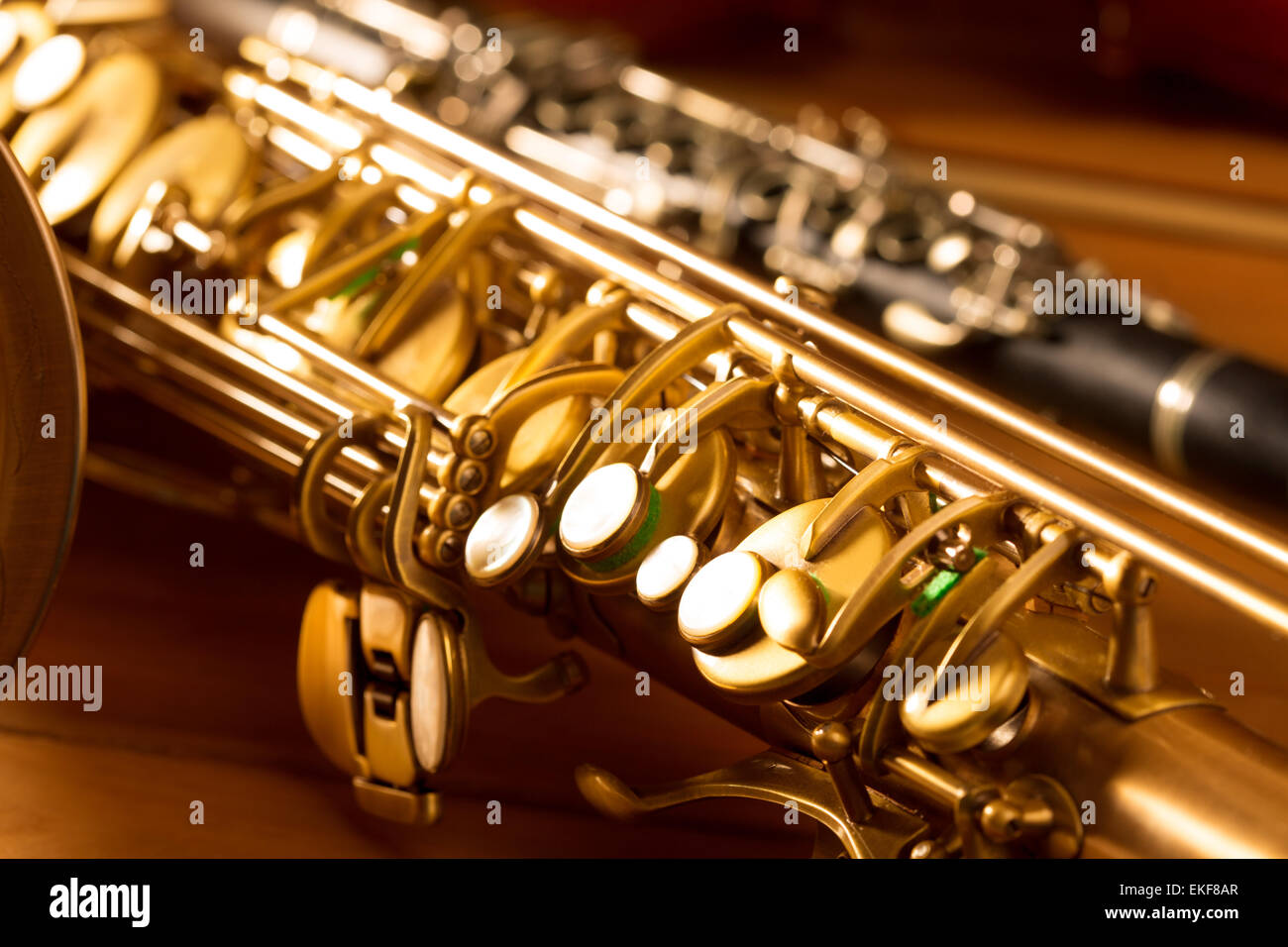 Classic music Sax tenor saxophone and clarinet vintage Stock Photo - Alamy