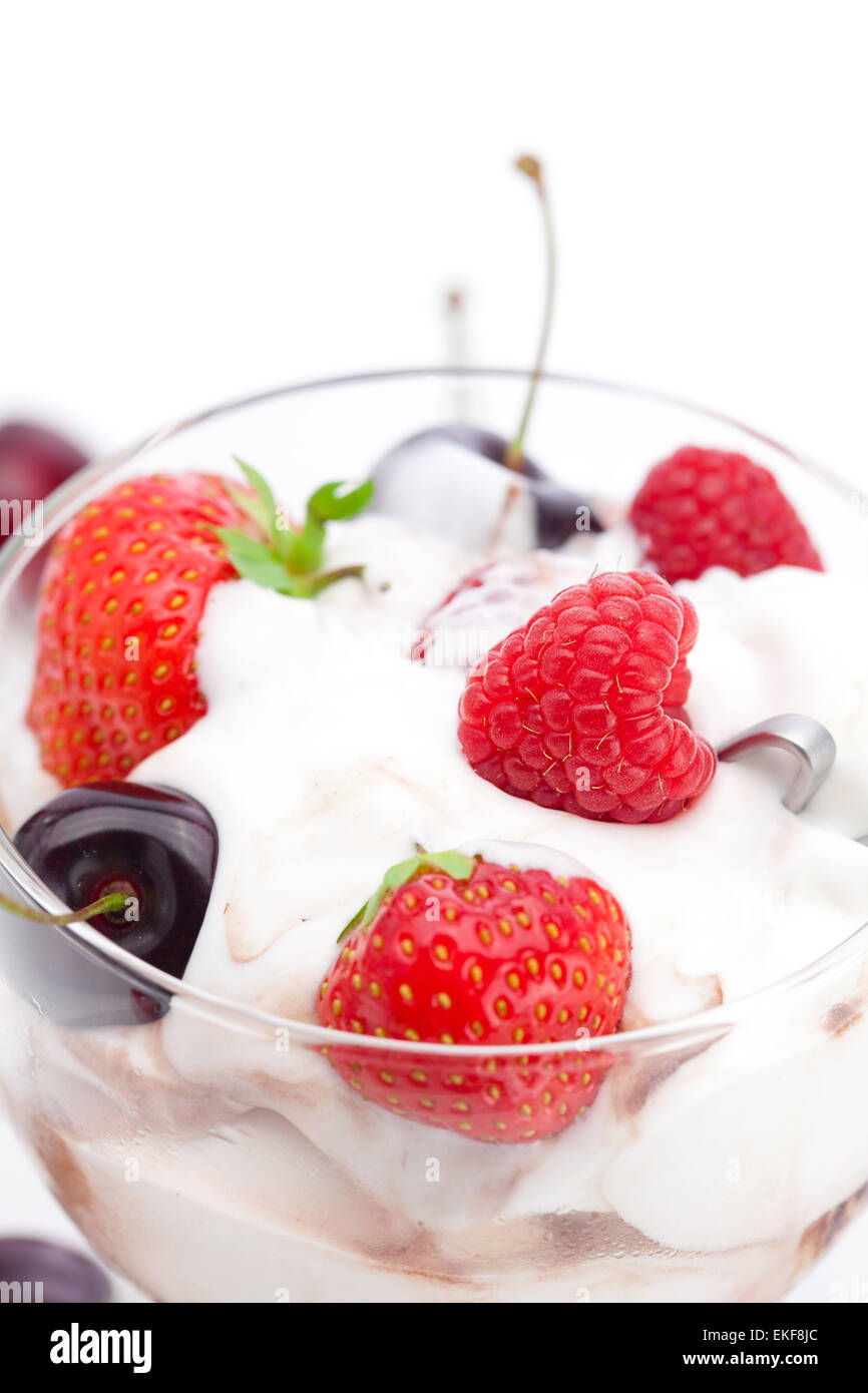 ice cream, cherries, raspberries and strawberries isolated on wh Stock ...