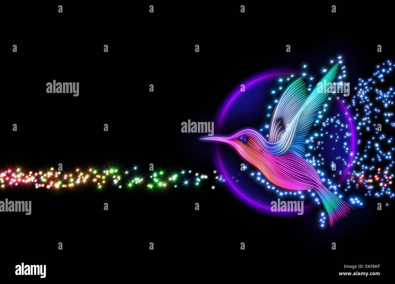 3d render of colibri bird - hummingbird with stars Stock Photo - Alamy