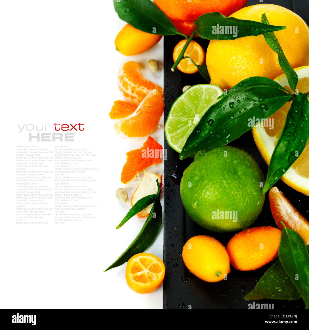 Citrus fruits border Stock Photo - Alamy