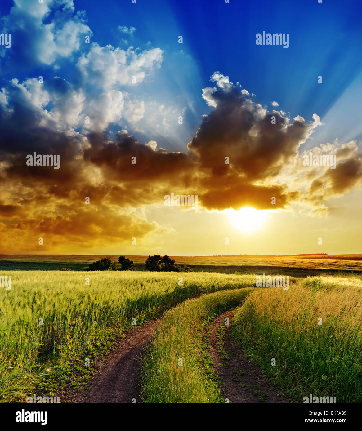 Sunset over rural road hi-res stock photography and images - Alamy
