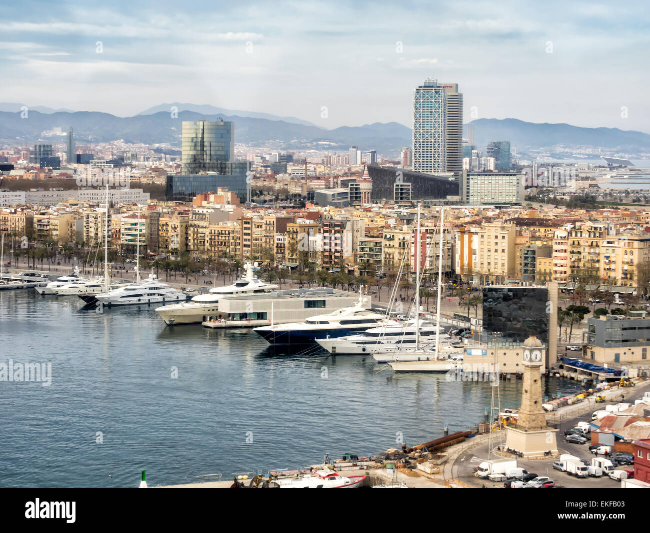 View of the Harbor district in Barcelona, Spain Stock Photo - Alamy