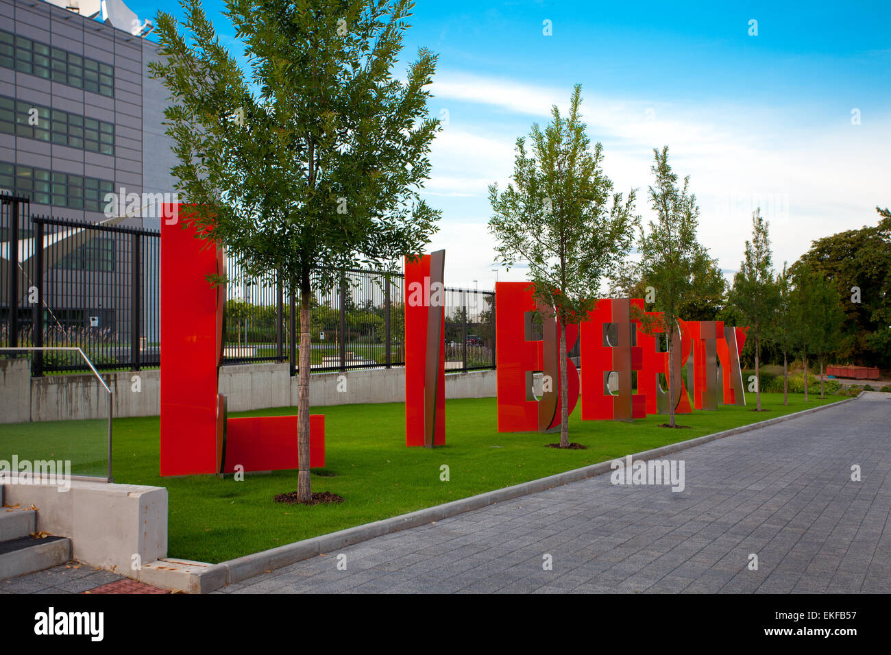 word liberty of the big orange letters Stock Photo - Alamy